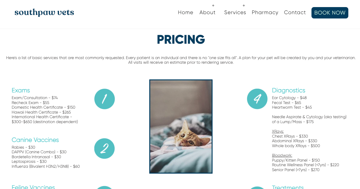 Southpaw Vets - Pricing
